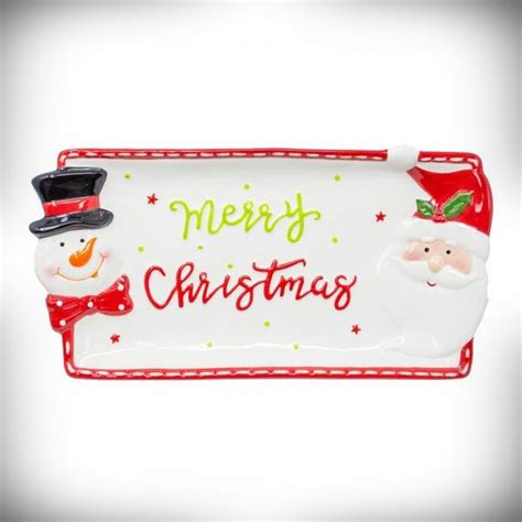 Merry Christmas Ceramic Cookie Platter