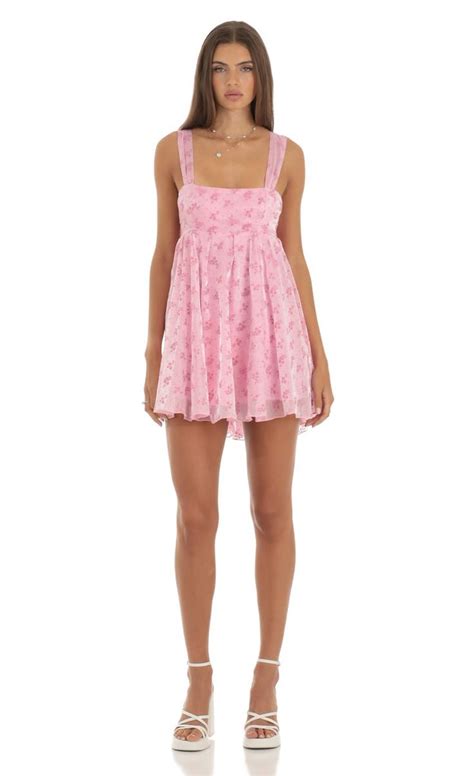 Floral Baby Doll Dress In Pink Pink Dress Short Pink Dress Outfits Pretty Dresses