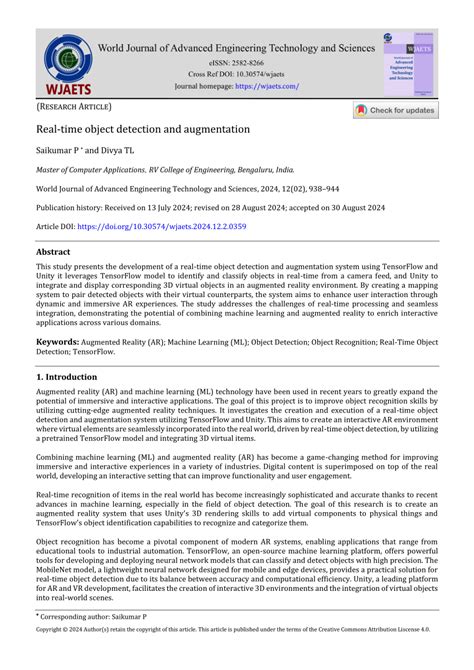 PDF Real Time Object Detection And Augmentation