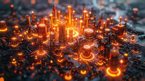 Futuristic City Map With Pixelated Traffic Flow A Digital Grid Blurs With Moving Dots Stock