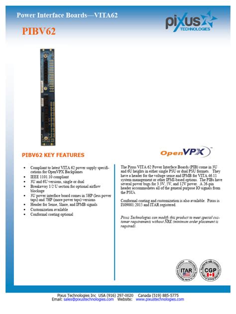 Power Interface Board Vita 62 Pdf Manufactured Goods Computer Science