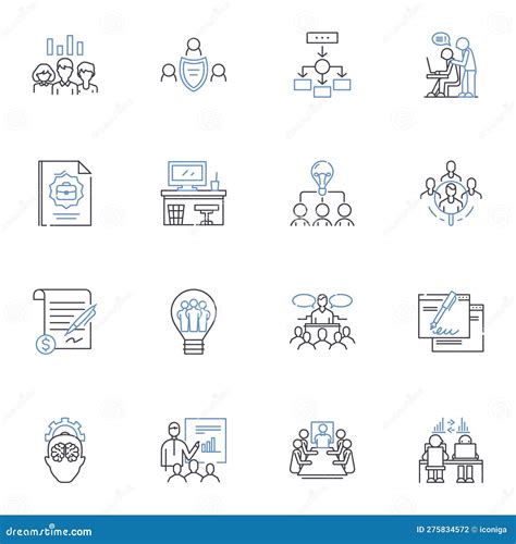 Human Planning Line Icons Collection Strategy Forecasting Scheduling Projections