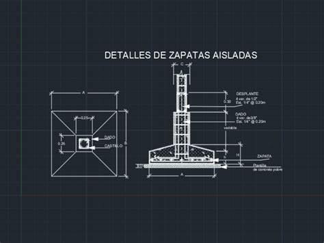 Zapata Aislada En AutoCAD Descargar CAD Gratis KB Bibliocad