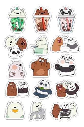 Calcos Stickers Osos Escandalosos Panda Polar Pard En Venta