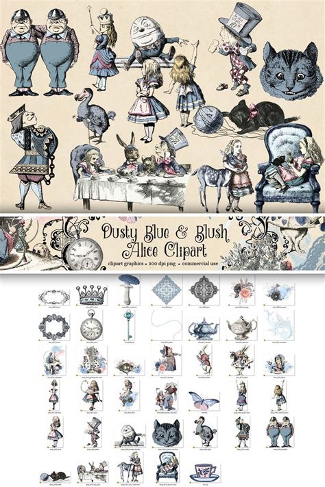 Blue And Blush Wonderland Alice In Wonderland Clipart In 2022 Alice