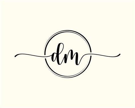 Initial Handwriting Dm Circle Logo Illustration Dm Letter Logo Design