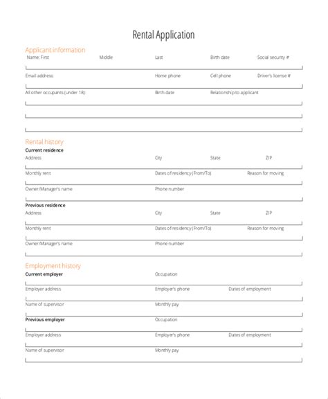 FREE 13 Sample Rental Application Forms In PDF Excel MS Word