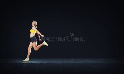 Strong Fit Man With Ripped Body Muscles Running Determined Hard Doing Sprint Workout Naked Torso