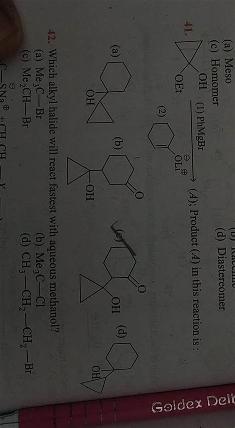 Which Alkyl Halide Will React Fastest With Aqueous Methanol Filo