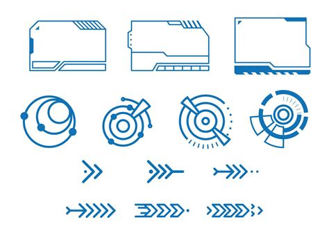Set Of Sci Fi Ui Hud Web Futuristic Elements Modern Icons On The Topic