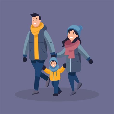 Familia Feliz Vector Plano Madre Padre 1 Hijo Vector Premium