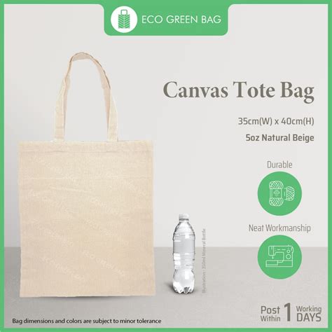 Canvas Plain Tote Bag Canvas Thin Fabric Bag Kanvas Nipis 5oz ≈140gm