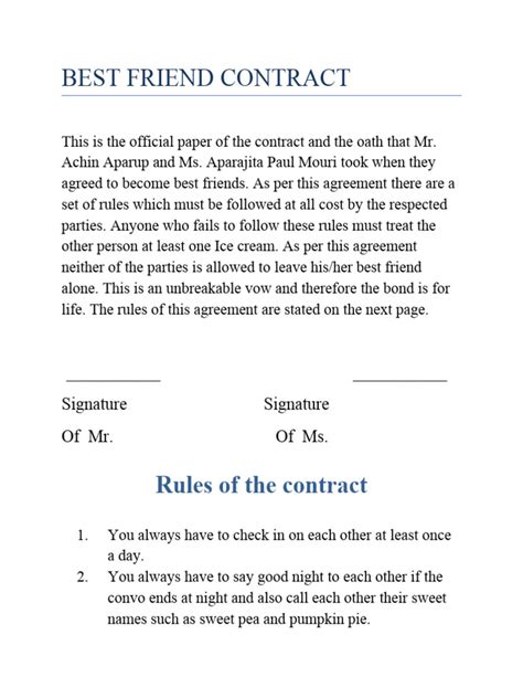 Best Friend Contract Pdf