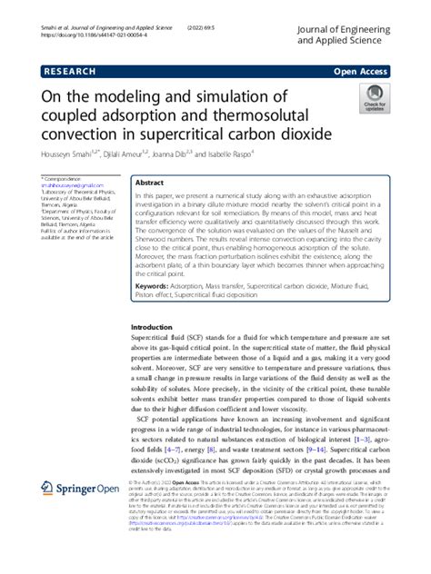 Pdf On The Modeling And Simulation Of Coupled Adsorption And Thermosolutal Convection In