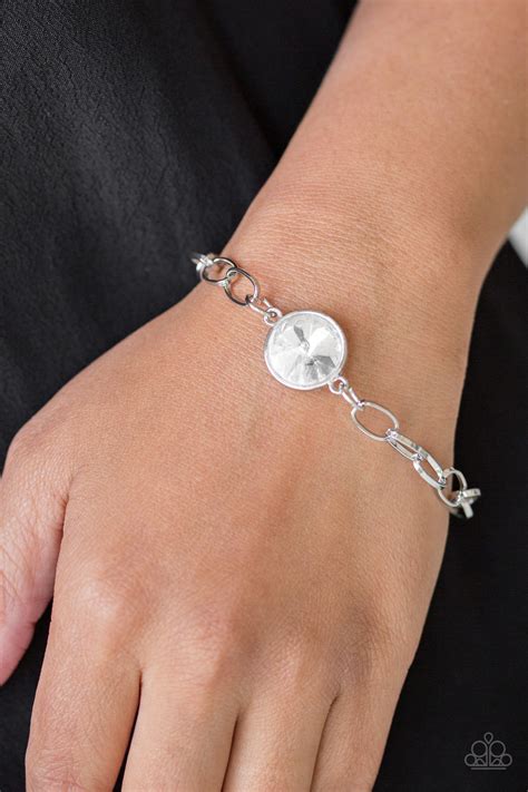 Paparazzi All Aglitter White Rhinestone Toggle Bracelet