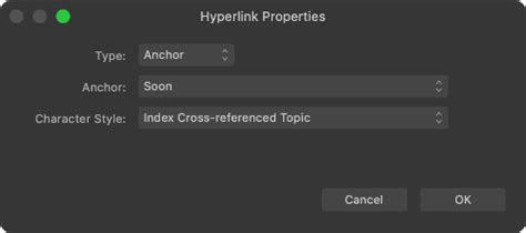 The Hyperlink Properties Window No Longer Includes The Option To Edit Character Styles