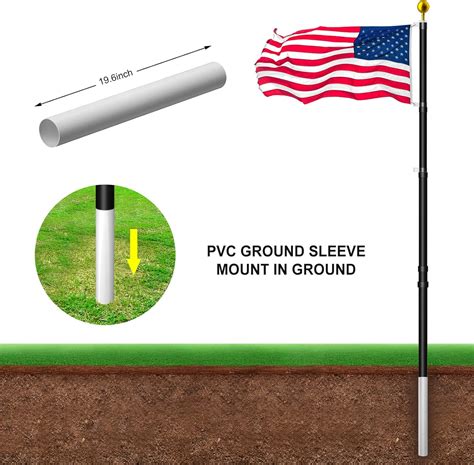 Wphold Kit de mástil de bandera telescópico de pies mástiles de bandera telescópicos extra