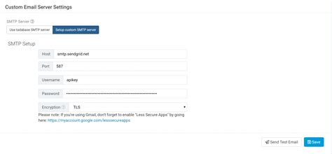 using sendgrid for emails tadabase