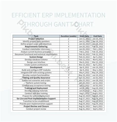 Optimizing Erp Implementation With Gantt Chart Strategies Excel