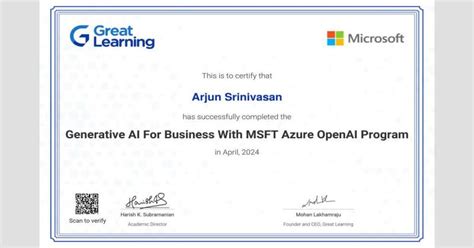 Arjun Srinivasan Successfully Completed Gen Ai Msft Program Arjun