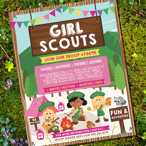 Girl Scouts Recruitment Flyer Printable Girl Scout Recruitment Poster Join The Troop Flyer