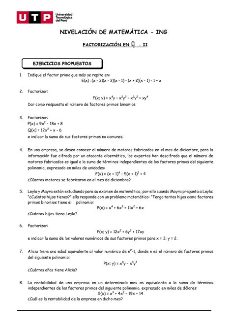 S12 S1 Resolver Ejercicios NIVELACIN DE MATEMTICA ING
