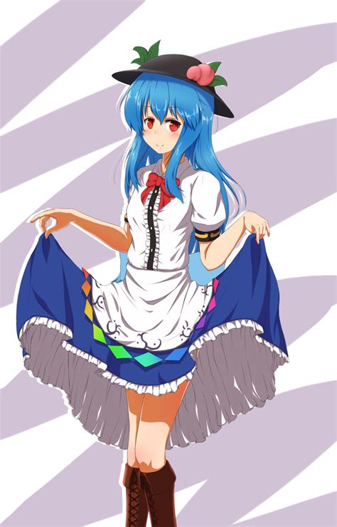 Safebooru 1girl Absurdres Blue Hair Blush Boots Bow Bowtie Curtsey