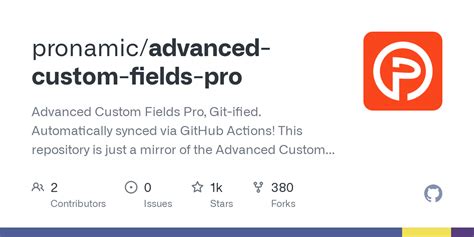 GitHub Pronamic Advanced Custom Fields Pro Advanced Custom Fields
