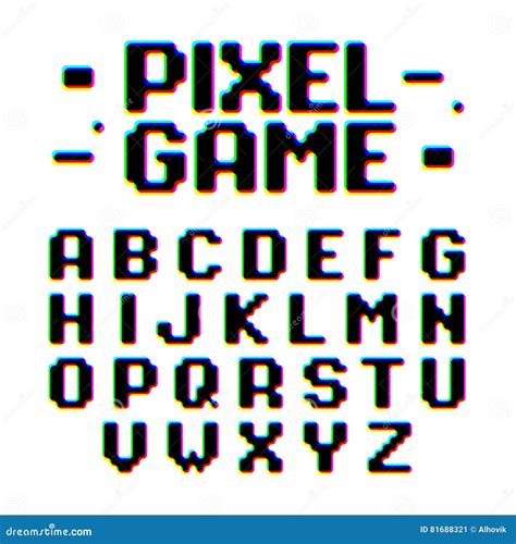 Pixel Game Retro Style Font Stock Vector Illustration Of Computer