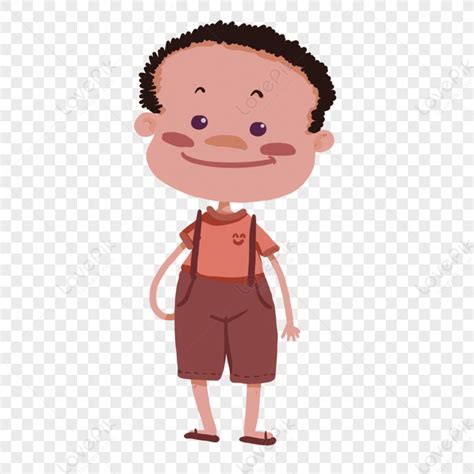 빨간색 멜빵에 짧은 머리를 가진 귀여운 일러스트 소년단발머리영상 Png 일러스트 무료 다운로드 Lovepik