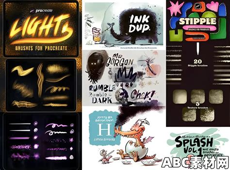 240多个procreate笔刷收藏合集240 brushes collection for procreate abc素材资源网