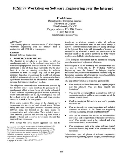icse 99 workshop on software engineering over the internet
