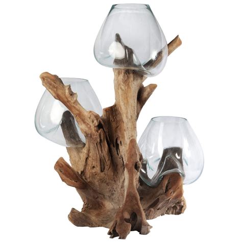 Driftwood With Glass Bowls Boutique Homewares Luv A Le