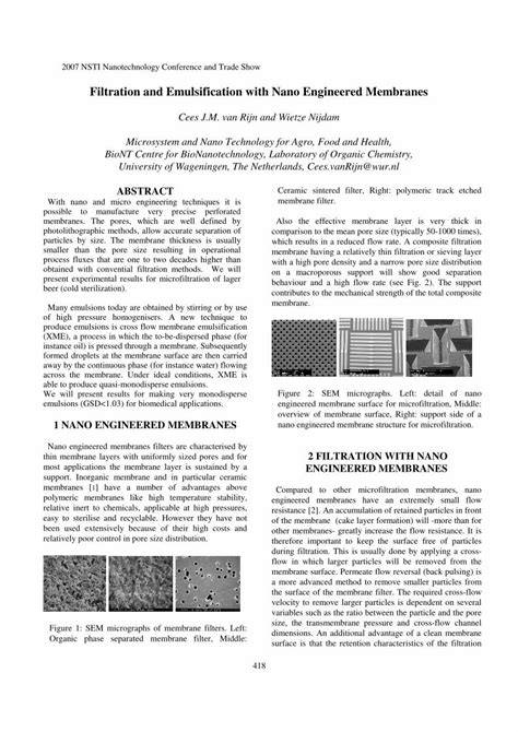 Pdf Filtration And Emulsification With Nano Engineered Membranes Dokumen Tips