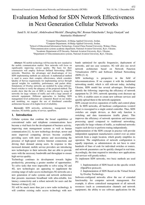 Pdf Evaluation Method For Sdn Network Effectiveness In Next Generation Cellular Networks
