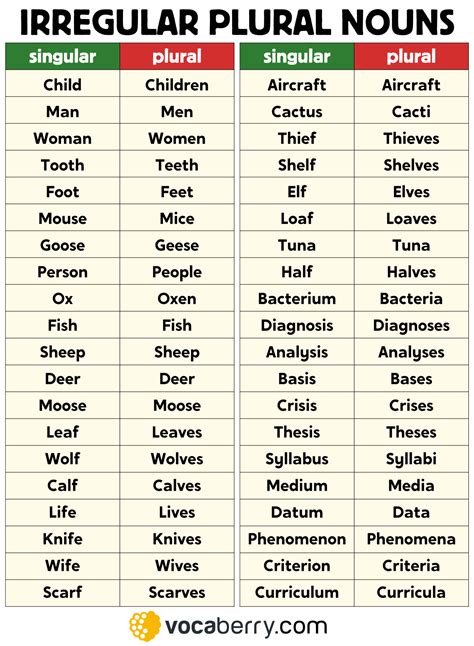 irregular plural nouns