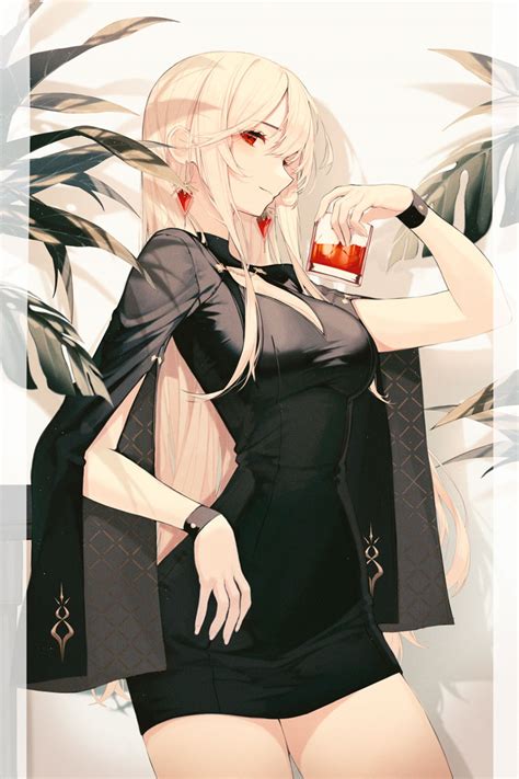 Safebooru 1girl Black Dress Blonde Hair Breasts Cleavage Cutout