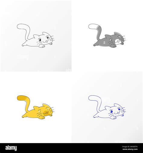 Simple And Unique Lazy Cat Image Graphic Icon Logo Design Abstract