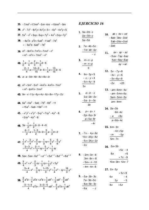 Ejercicios resueltos de el algebra de baldor