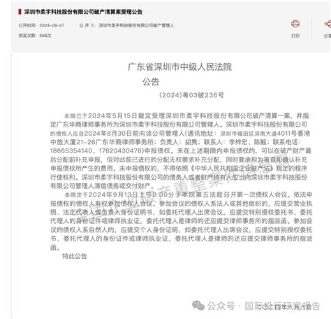 柔宇科技破产令人唏嘘！2020年曾申请科创板上市融资14434亿，中介机构包括中信证券和大华所财富号东方财富网