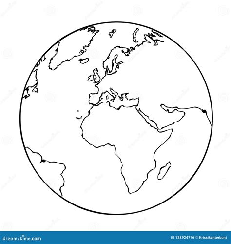 Earth Globe Simple Icon Pictogram Outline Vector Illustration 128924776