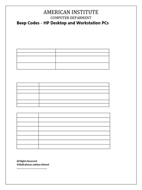 Beep Codes Pdf