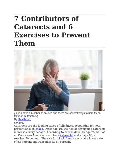 7 Contributors Of Cataracts And 6 Exercises To Prevent Them Pdf Cataract Hypertension