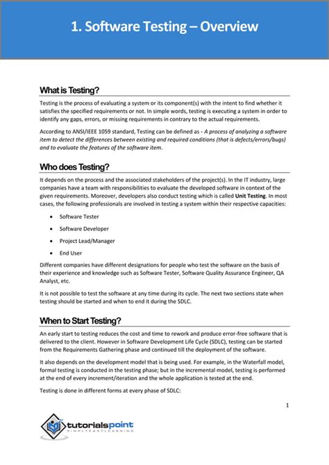 software testing tutorial pdf