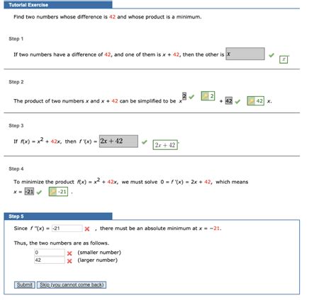 Solved Tutorial Exercise Find Two Numbers Whose Difference Chegg