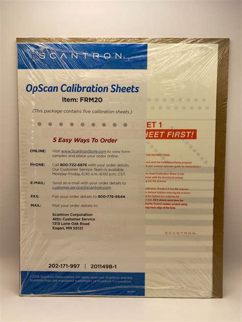 202171997 Calibration Pack Opscan 2 3 4 4u 5 6 7 8 10 21 Scantron