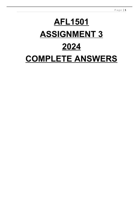 Afl1501 Assignment 3 Answers 2024 Afl1501 Language Through An