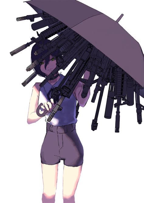 Safebooru 1girl Absurdres Assault Rifle Black Choker Black Hair Black