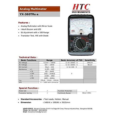 Yx 360tre B Analog Multimeter