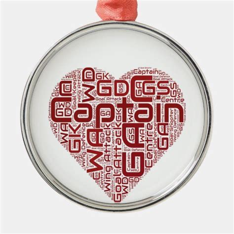 Netball Positions Heart Design Metal Ornament Zazzle Metal Ornament